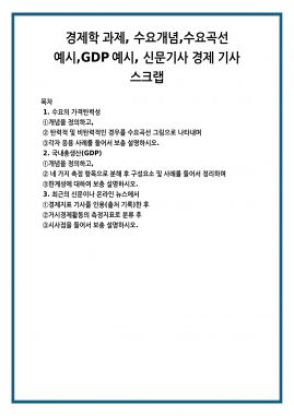 경제학 과제, 수요개념,수요곡선 예시,GDP예시, 신문기사 경제 기사 스크랩-1페이지