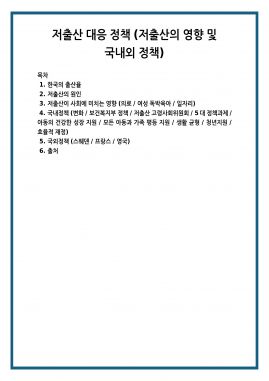 저출산 대응 정책 (저출산의 영향 및 국내외 정책)-1페이지