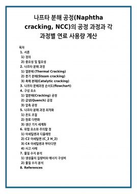 나프타 분해 공정(Naphtha cracking, NCC)의 공정 과정과 각 과정별 연료 사용량 계산-1페이지