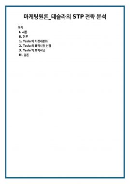 마케팅원론_테슬라의 STP전략 분석-1페이지