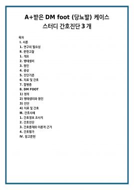 DM foot (당뇨발) 케이스 스터디 간호진단3개-1페이지