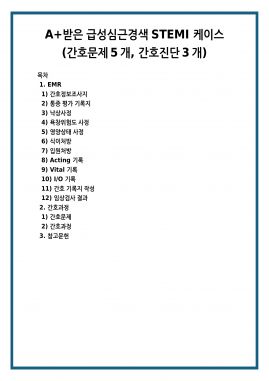 급성심근경색 STEMI 케이스(간호문제5개, 간호진단3개)-1페이지