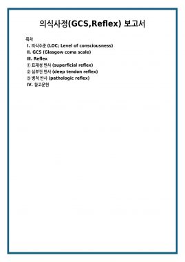 의식사정(GCS,Reflex) 보고서-1페이지