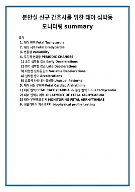 분만실 신규 간호사를 위한 태아 심박동 모니터링 summary-1페이지