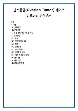 난소종양(Ovarian Tumor) 케이스 간호진단 3개-1페이지