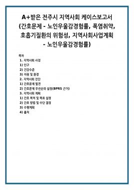 전주시 지역사회 케이스보고서(간호문제 - 노인우울감경험률, 폭염취약, 호흡기질환의 위험성, 지역사회사업계획 - 노인우울감경험률)-1페이지