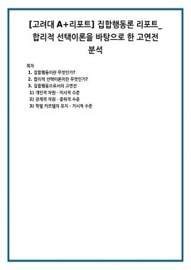 [고려대 리포트] 집합행동론 리포트_합리적 선택이론을 바탕으로 한 고연전 분석-1페이지