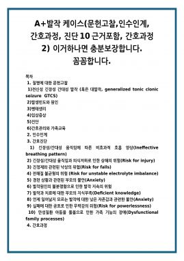 발작 케이스(문헌고찰,인수인계, 간호과정, 진단10근거포함, 간호과정2) 이거하나면 충분보장합니다. 꼼꼼합니다.-1페이지