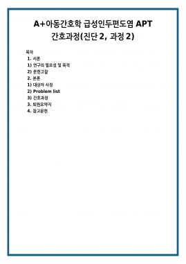 아동간호학 급성인두편도염 APT 간호과정(진단2, 과정2)-1페이지
