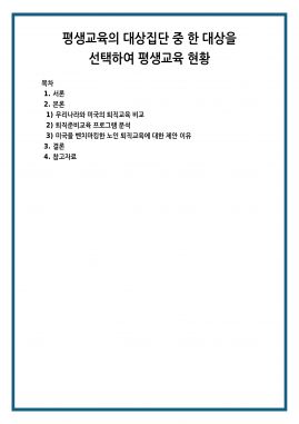 평생교육의 대상집단 중 한 대상을 선택하여 평생교육 현황-1페이지