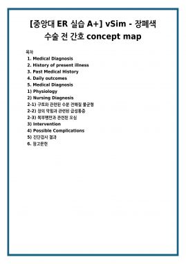 [중앙대 ER 실습] vSim - 장폐색 수술 전 간호 concept map-1페이지