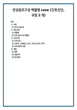 만성림프구성 백혈병 case (간호진단,과정 2개)-1페이지