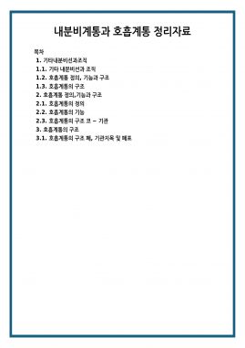 내분비계통과 호흡계통 정리자료-1페이지