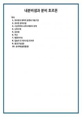 내분비샘과 분비 호르몬-1페이지