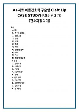 자료 아동간호학 구순열 Cleft Lip CASE STUDY(간호진단3개)(간호과정1개)-1페이지