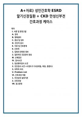 자료) 성인간호학 ESRD 말기신장질환 CKD 만성신부전 간호과정 케이스-1페이지