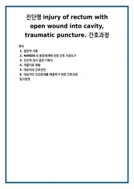 진단명 injury of rectum with open wound into cavity, traumatic puncture. 간호과정-1페이지