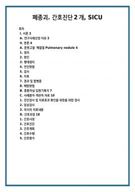 폐종괴. 간호진단2개, SICU-1페이지
