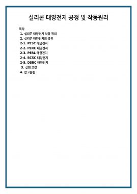 실리콘 태양전지 공정 및 작동원리-1페이지
