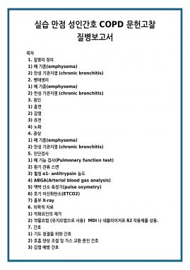 실습 만점 성인간호 COPD 문헌고찰 질병보고서-1페이지