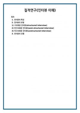 질적연구(인터뷰 이해)-1페이지