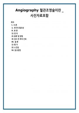 Angiography 혈관조영술이란 _ 사진자료포함-1페이지