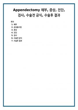 Appendectomy 해부, 증상, 진단, 검사, 수술전 금식, 수술후 결과-1페이지