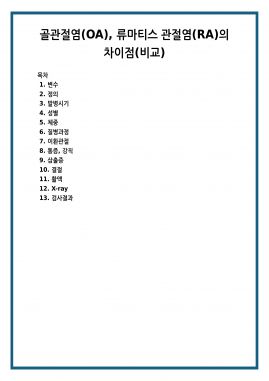 골관절염(OA), 류마티스 관절염(RA)의 차이점(비교)-1페이지