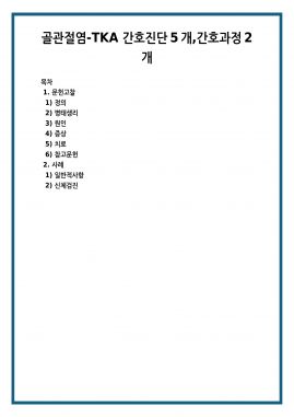 골관절염-TKA 간호진단5개,간호과정2개-1페이지