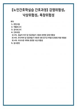 [노인간호학실습 간호과정] 감염위험성, 낙상위험성, 욕창위험성-1페이지