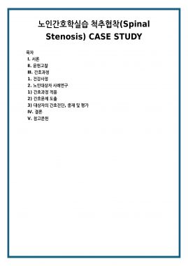 노인간호학실습 척추협착(Spinal Stenosis) CASE STUDY-1페이지