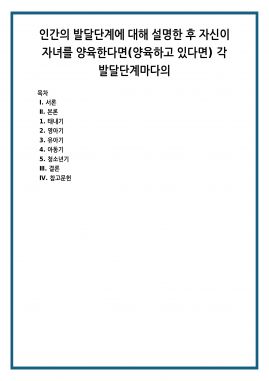 인간의 발달단계에 대해 설명한 후 자신이 자녀를 양육한다면(양육하고 있다면) 각 발달단계마다의-1페이지