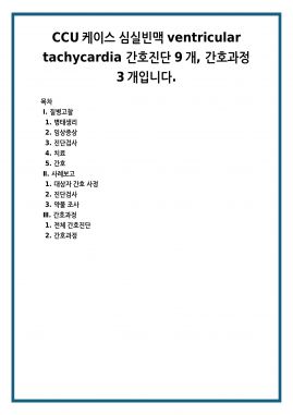CCU케이스 심실빈맥 ventricular tachycardia 간호진단 9개, 간호과정 3개입니다.-1페이지