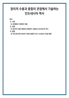 창의적 수용과 융합의 관점에서 기술하는 인도네시아 역사-1페이지