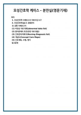 모성간호학 케이스 - 분만실(영문기재)-1페이지
