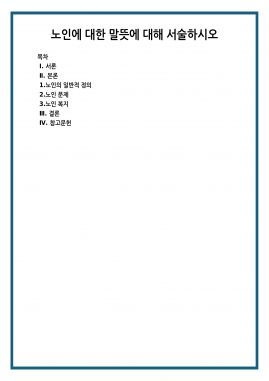 노인에 대한 말뜻에 대해 서술하시오 (1)-1페이지