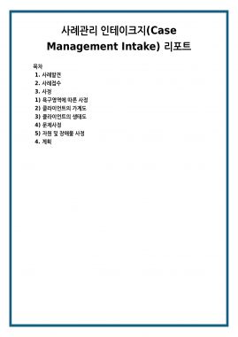 사례관리 인테이크지(Case Management Intake) 리포트-1페이지