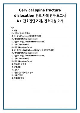 Cervical spine fracture dislocation 간호 사례 연구 보고서 간호진단2개, 간호과정 2개-1페이지