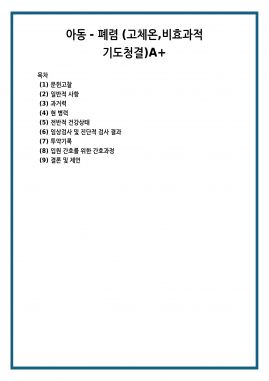 아동 - 폐렴 (고체온,비효과적 기도청결)-1페이지
