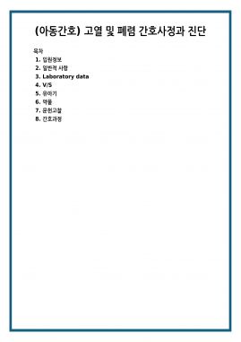 (아동간호) 고열 및 폐렴 간호사정과 진단-1페이지