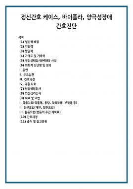정신간호 케이스, 바이폴라, 양극성장애 간호진단-1페이지