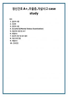 정신간호,우울증,자살사고case study-1페이지
