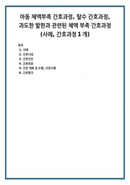 아동 체액부족 간호과정, 탈수 간호과정, 과도한 발한과 관련된 체액 부족 간호과정(사례, 간호과정1개)-1페이지