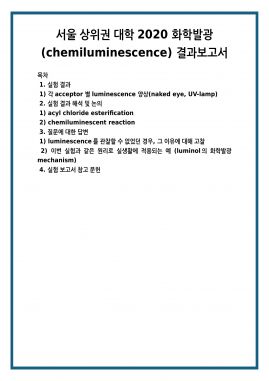 서울 상위권 대학 2020 화학발광(chemiluminescence) 결과보고서-1페이지