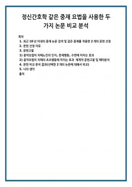 정신간호학 같은 중재 요법을 사용한 두 가지 논문 비교 분석-1페이지