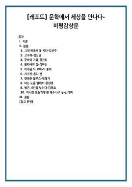 [레포트] 문학에서 세상을 만나다-비평감상문-1페이지