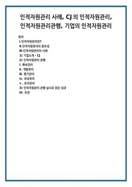 인적자원관리 사례, CJ의 인적자원관리, 인적자원관리관행, 기업의 인적자원관리-1페이지