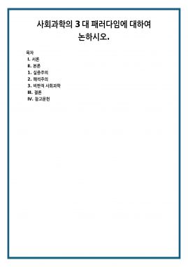 사회과학의 3대 패러다임에 대하여 논하시오. (3)-1페이지