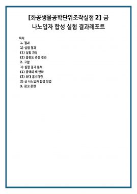 [화공생물공학단위조작실험2] 금 나노입자 합성 실험 결과레포트-1페이지