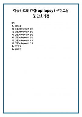 아동간호학 간질(epilepsy) 문헌고찰 및 간호과정-1페이지